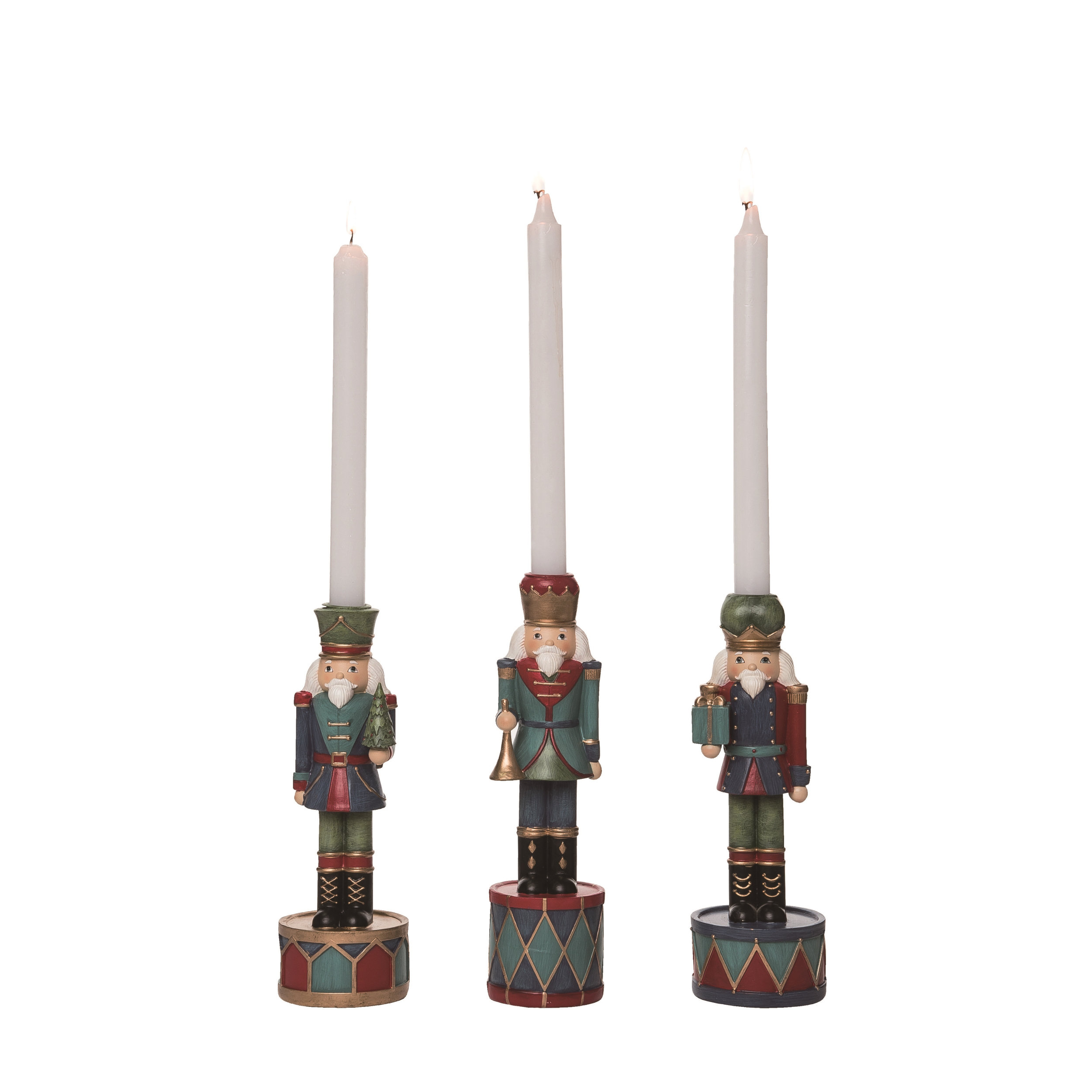 The Holiday Aisle® Resin Nutcracker Taper Candle Holder Set of 3 ...
