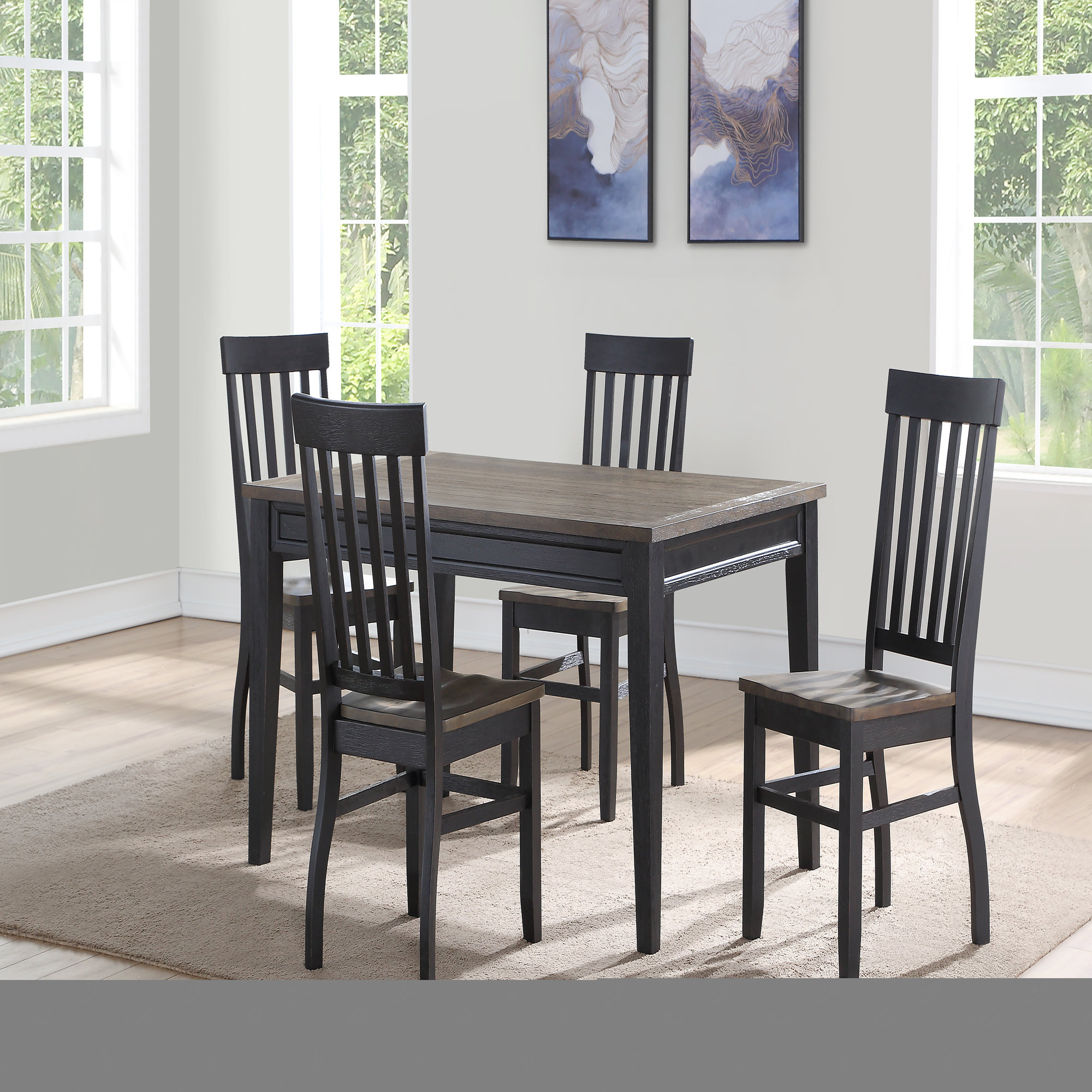 Dovecove 5pc Dining Set: Two-Tone Finish, Cottage Style Table ...