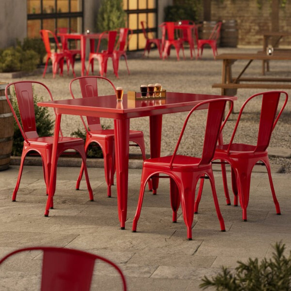 Williston Forge Lancaster Alloy Outdoor Dining Table Set With 4 Café ...