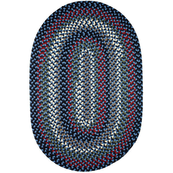 August Grove® Mako Geometric Hand Braided Navy/Red/Gray Area Rug ...