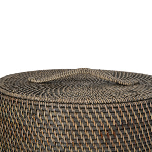 Bay Isle Home™ Round Rattan Hamper with Liner, Apartment Size, Black ...