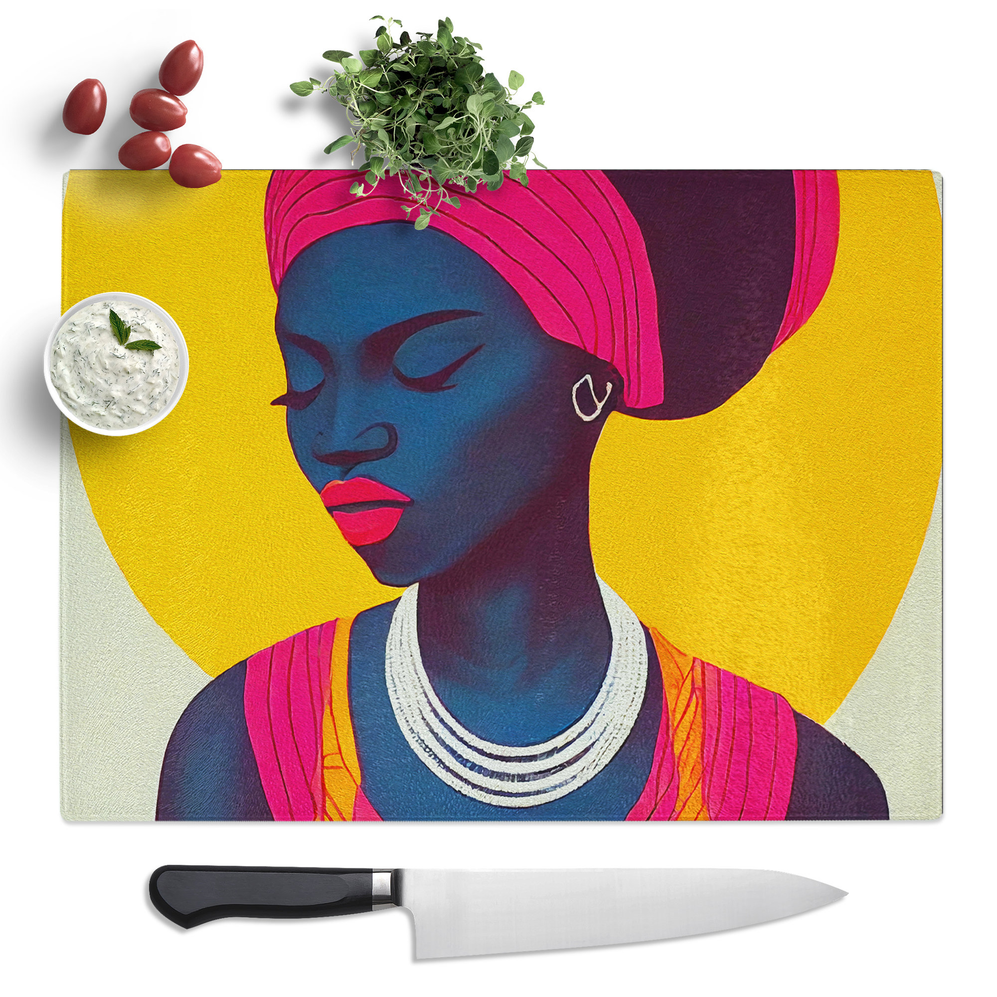 Metro Lane African Woman Avant Garde Glass Chopping Board | Wayfair.co.uk
