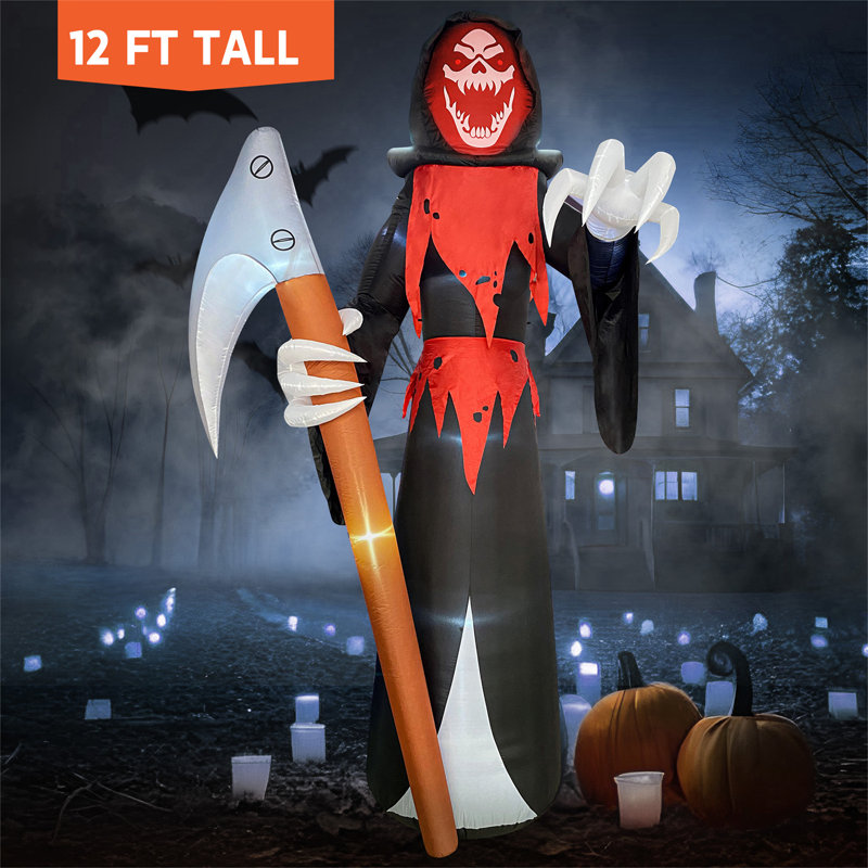 The Holiday Aisle® 12ft Tall Halloween Inflatable Grim Reaper | Wayfair