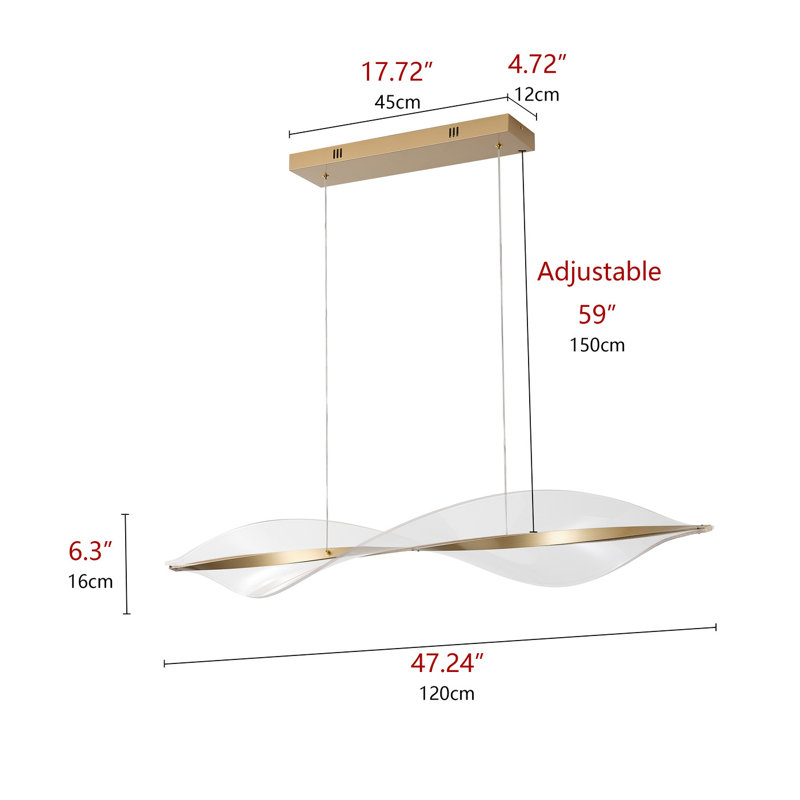 Mercer41 3000K LED Gold Modern Linear Pendant Light Fixture | Wayfair