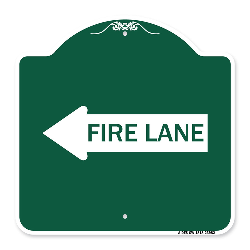 SignMission Signmission Designer Series Sign - Fire Lane, Left Arrow ...