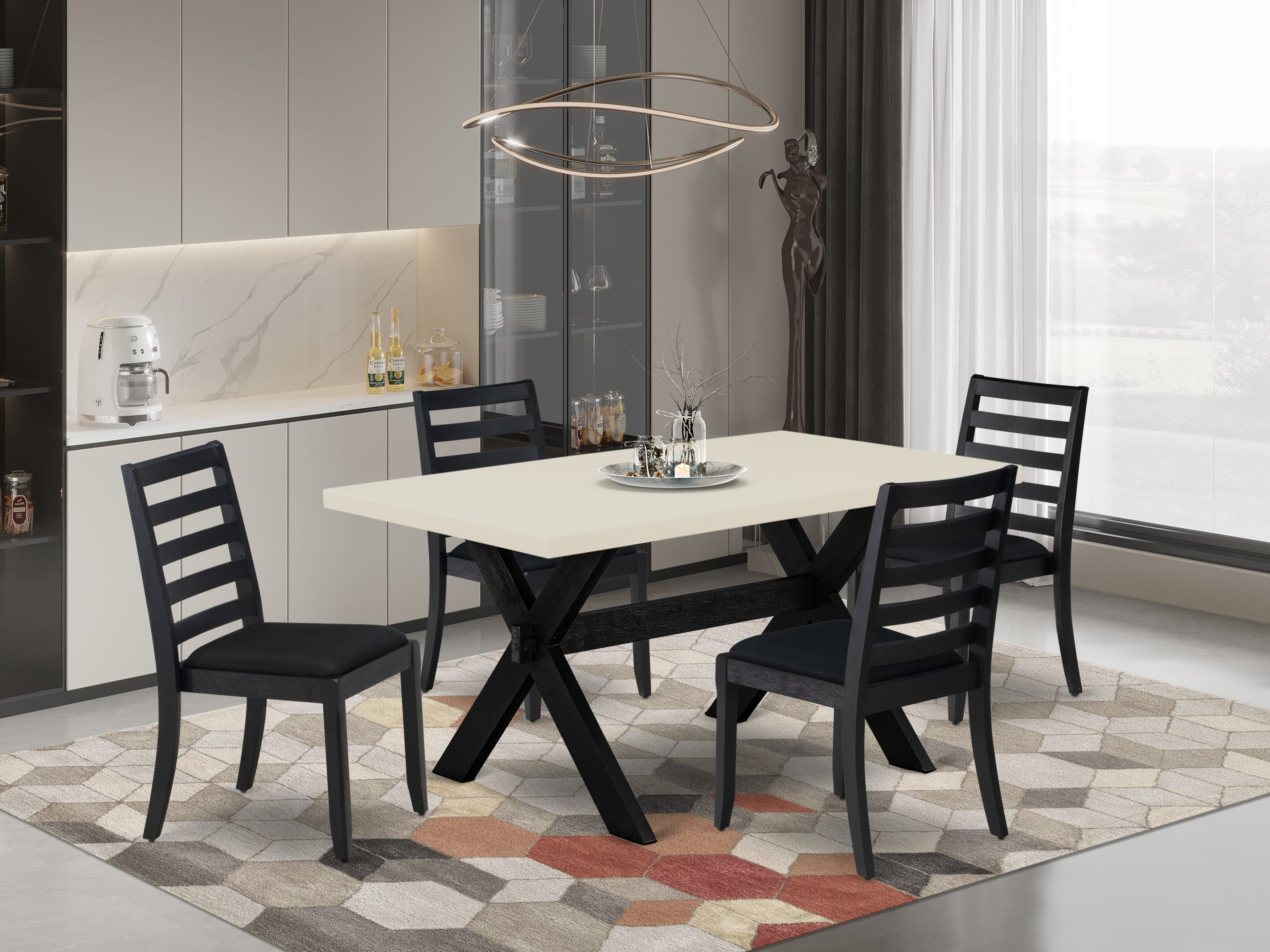 Red Barrel Studio® 5-pc kitchen set - a table & 4 stackable chairs with ...