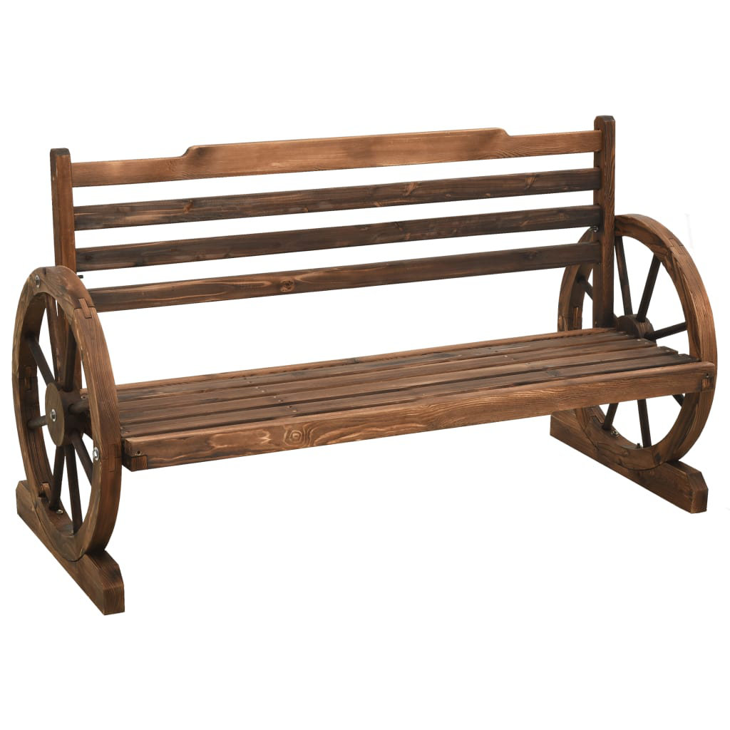 Millwood Pines Wheel Bench Garden Wooden Wheel Bench with Backrest ...