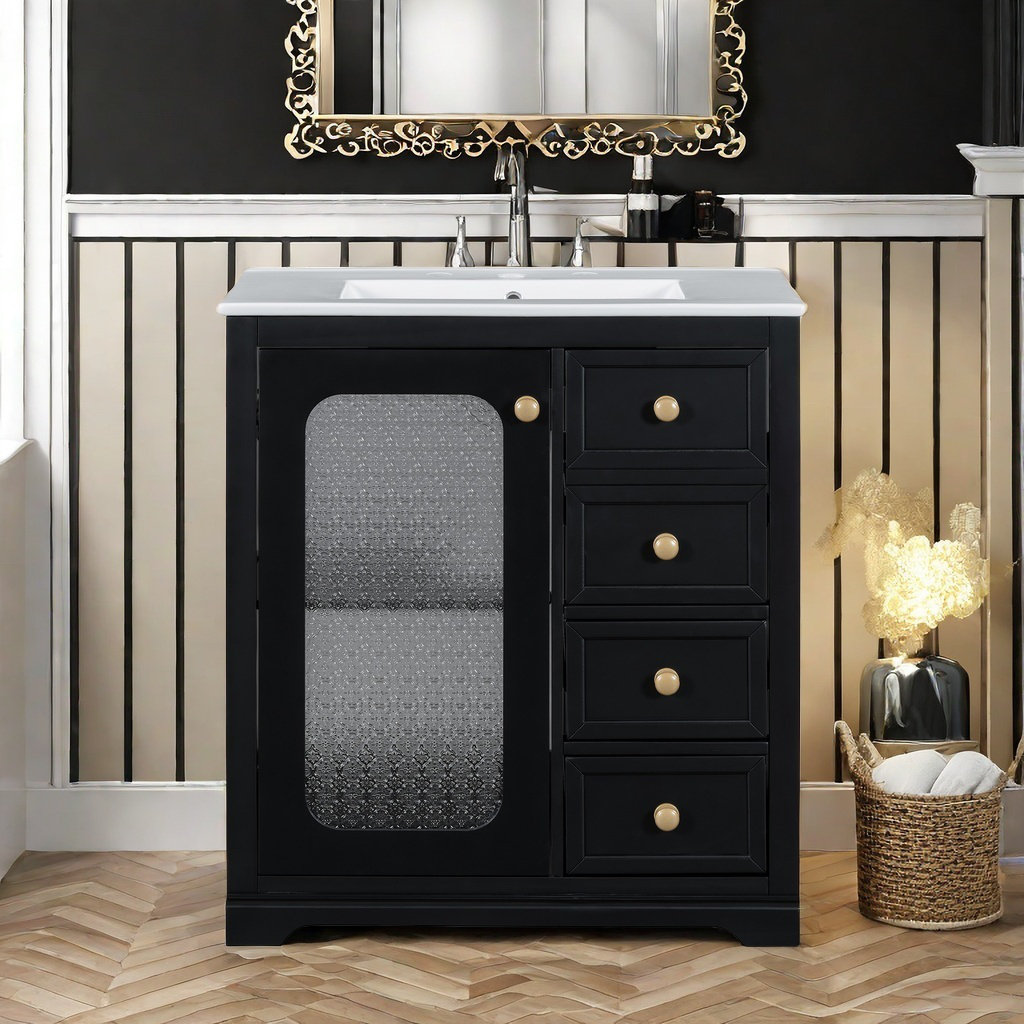Winston Porter Widney 30 Inch Bathroom Vanity With Single Sink, Modern ...