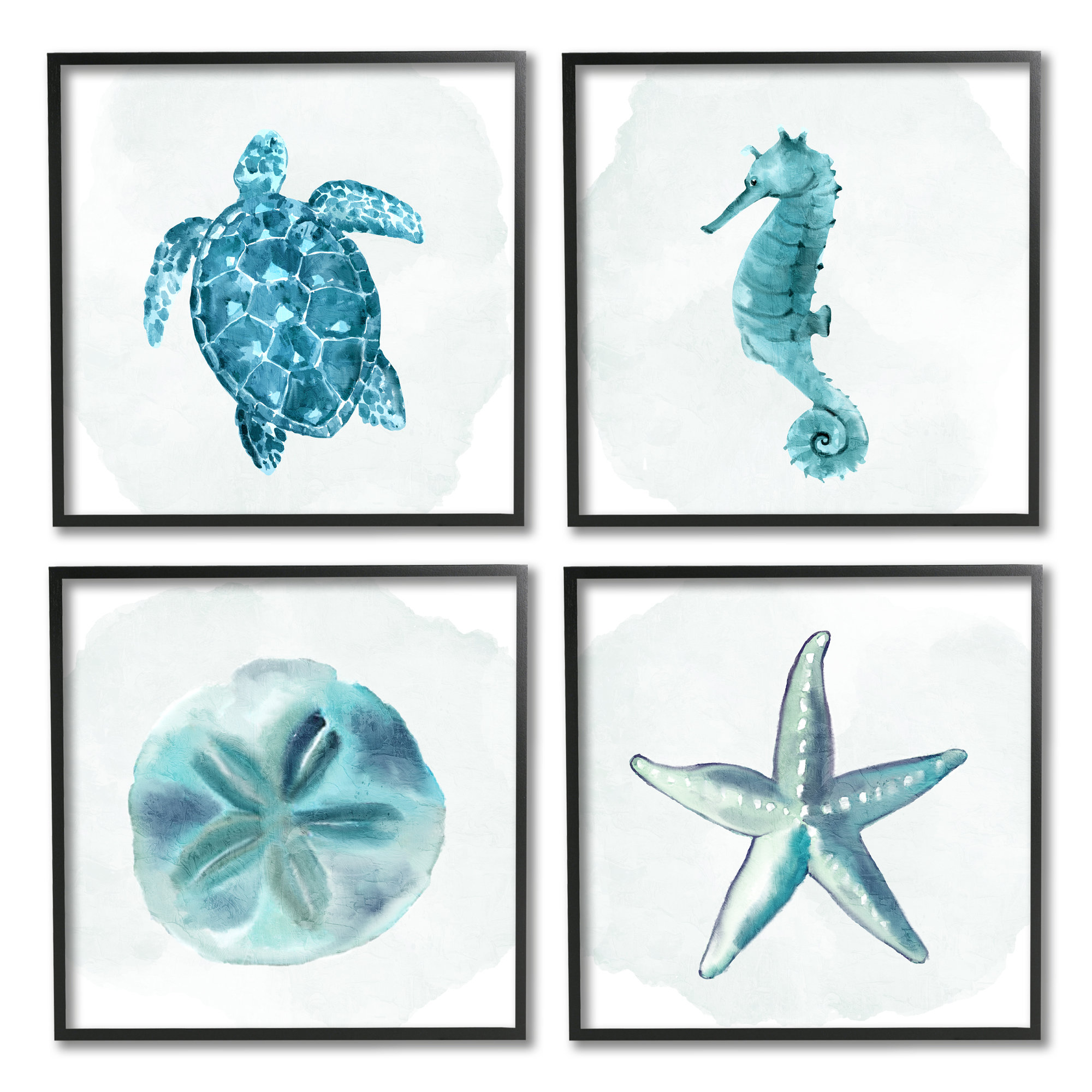 Rosecliff Heights Aquatic Ocean Life Portraits by Kim Allen - 4 Piece ...