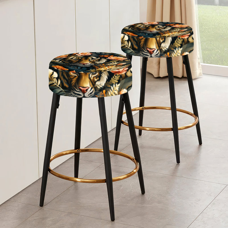 Bungalow Rose Chaye - Animal Print Bar Stools Set Of 2 | Wayfair