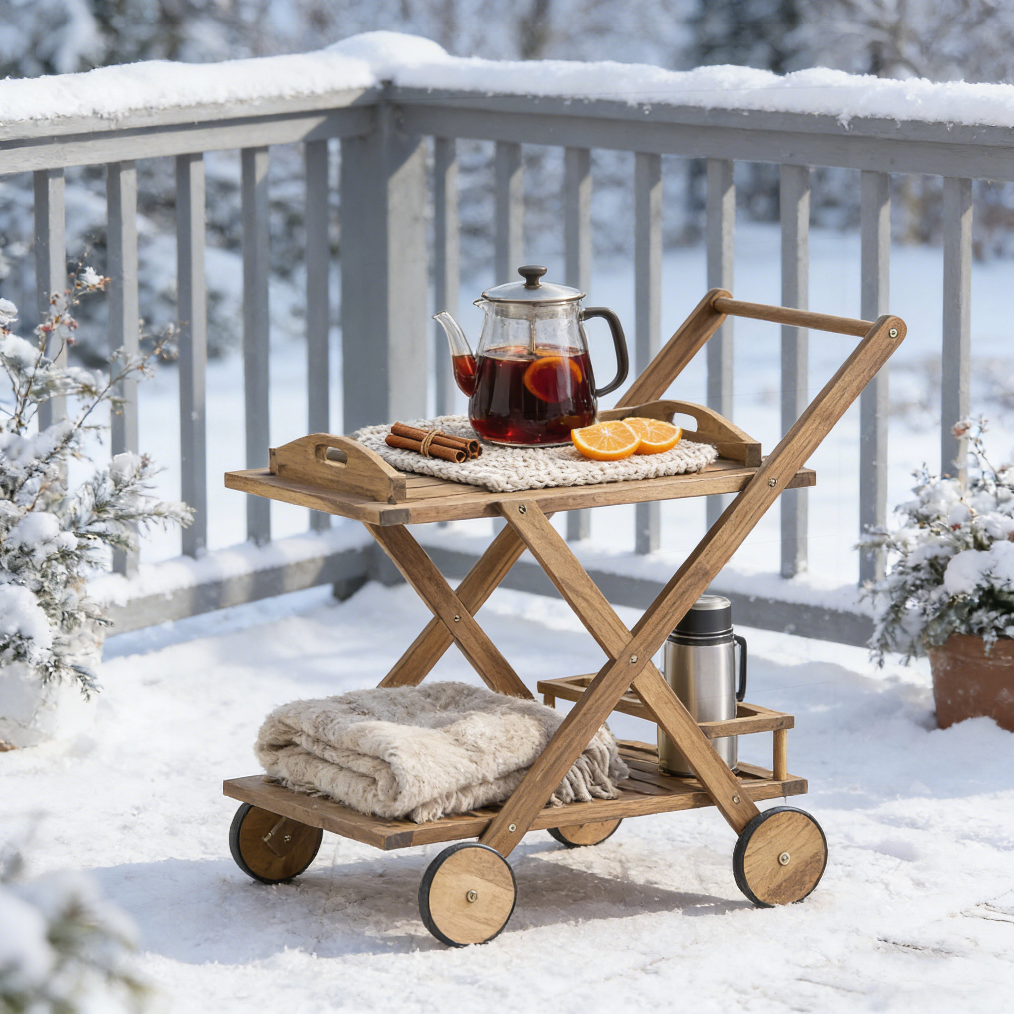 Red Barrel Studio® RIVIERA BAR CART with Mobile Wheels and Natural ...