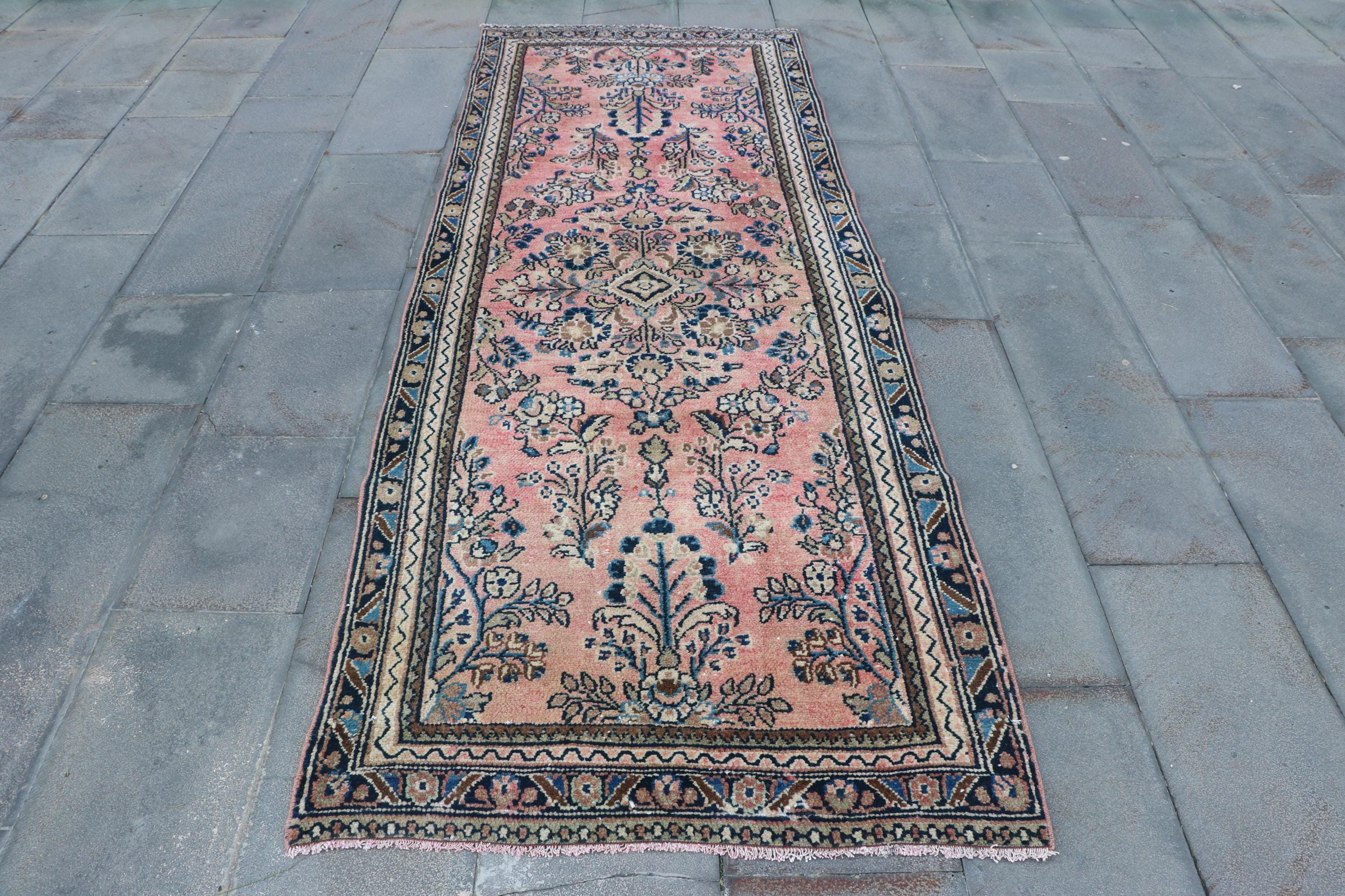 kayra export Vintage Pink Oushak Rug: Handwoven Wool Turkish Kitchen ...