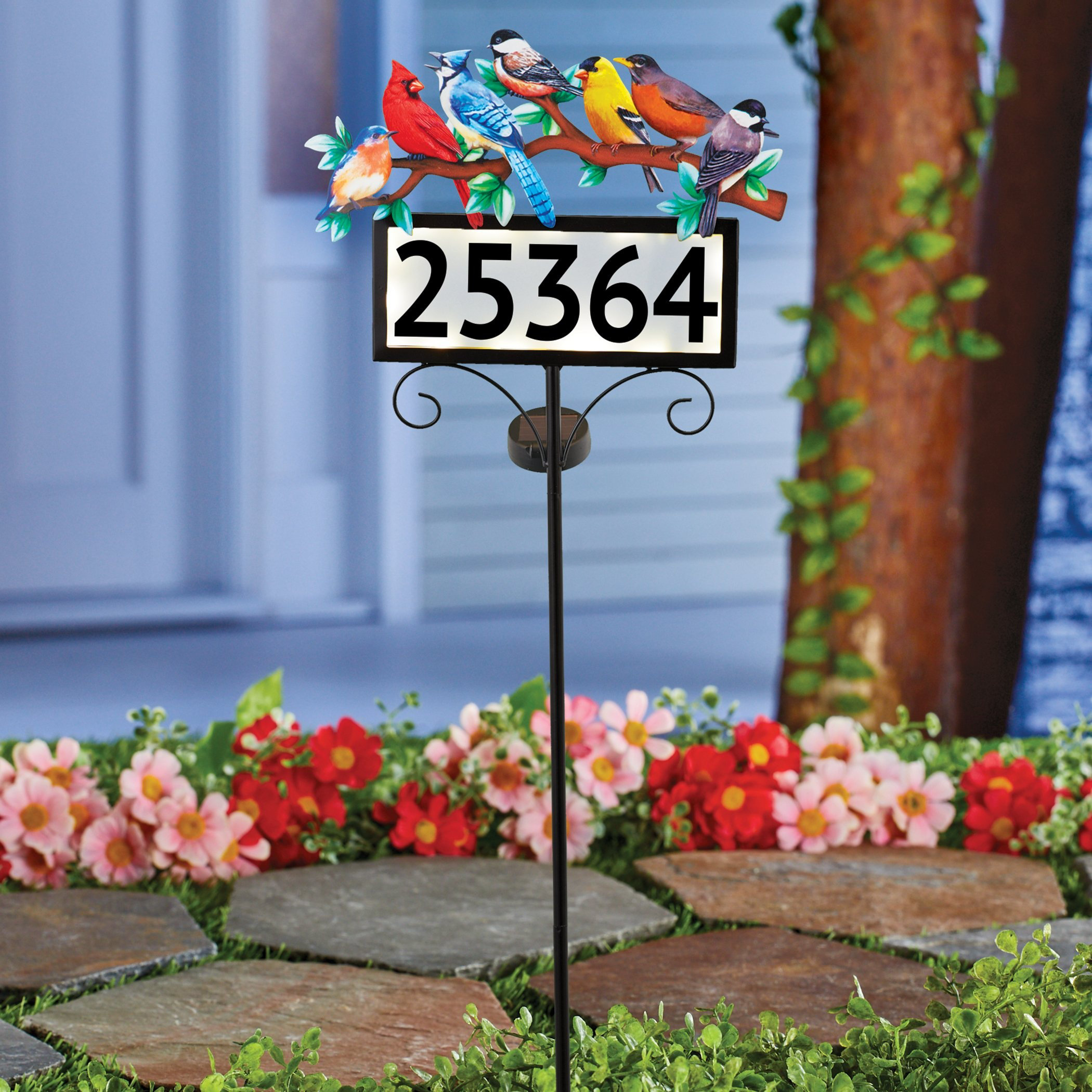 Arlmont & Co. Birds on Branch Solar Powered Address Marker Stake | Wayfair