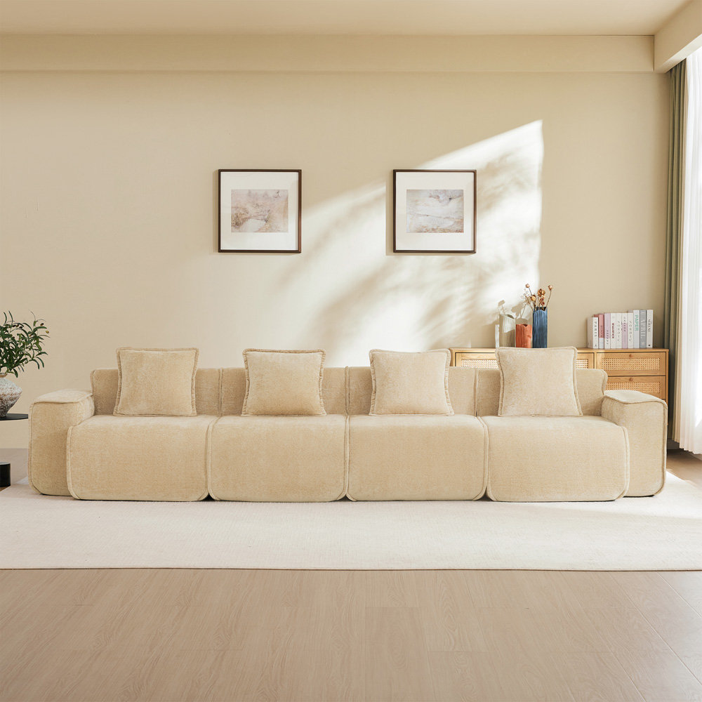 Latitude Run® Velvet Upholstered Boneless Modular 4-Seater Sofa with ...