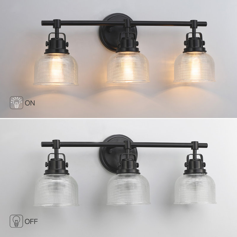 Breakwater Bay Gauss 3-light Black Bathroom Vanity Light With Clear ...