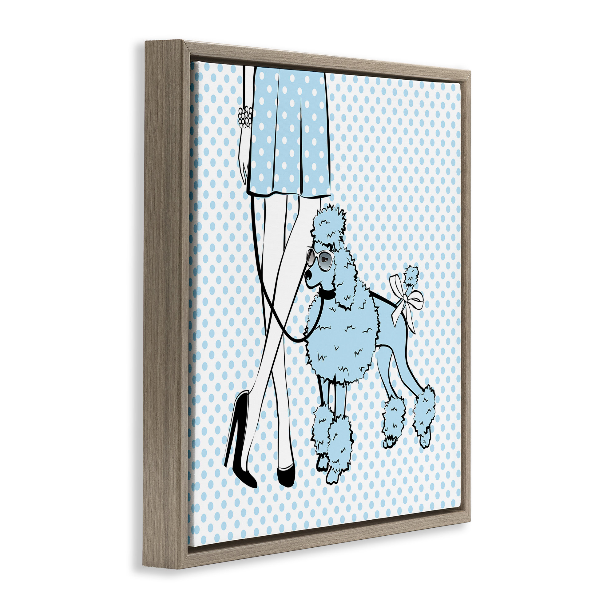 Lark Manor™ Dotted Girl & Poodle Brown Framed Floater Canvas Wall Art ...