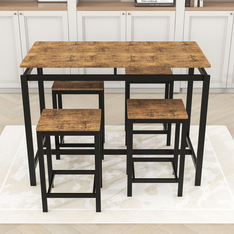 17 Stories Galey Modern 5-Piece Dining Set, Dining Table with Steel ...