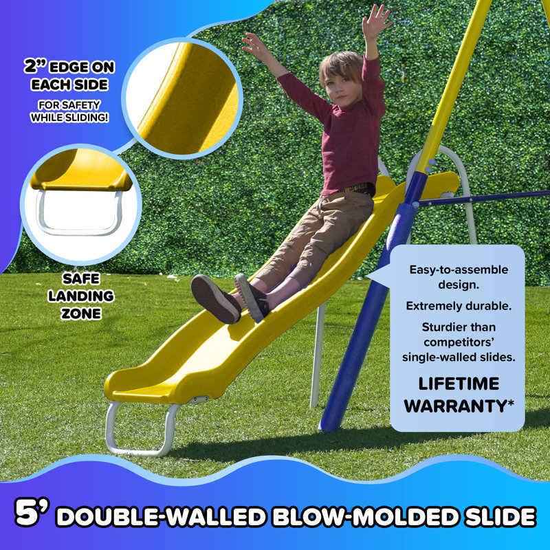 Sportspower Royal Fun Metal Swing Set With 2 Swings, Standing Swing, 2 ...