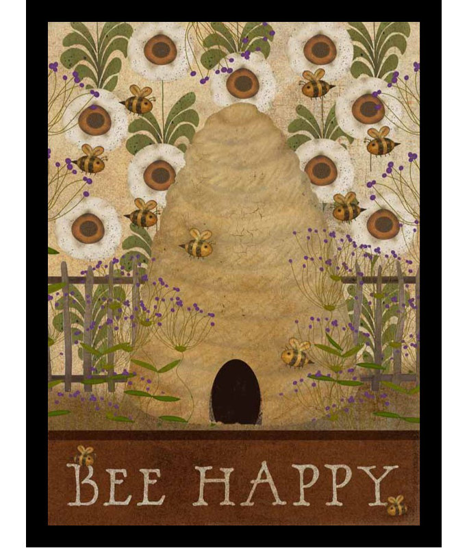 Buy Art For Less 'Bee Happy Poster' by Beth Albert Framed Graphic Art ...