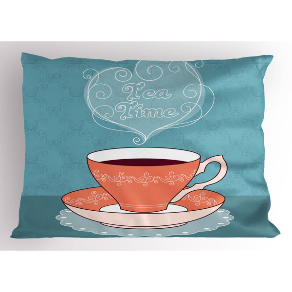 Ambesonne Tea Pillow Sham 2 Pack Teatime Calligraphy with a Cup Slate ...