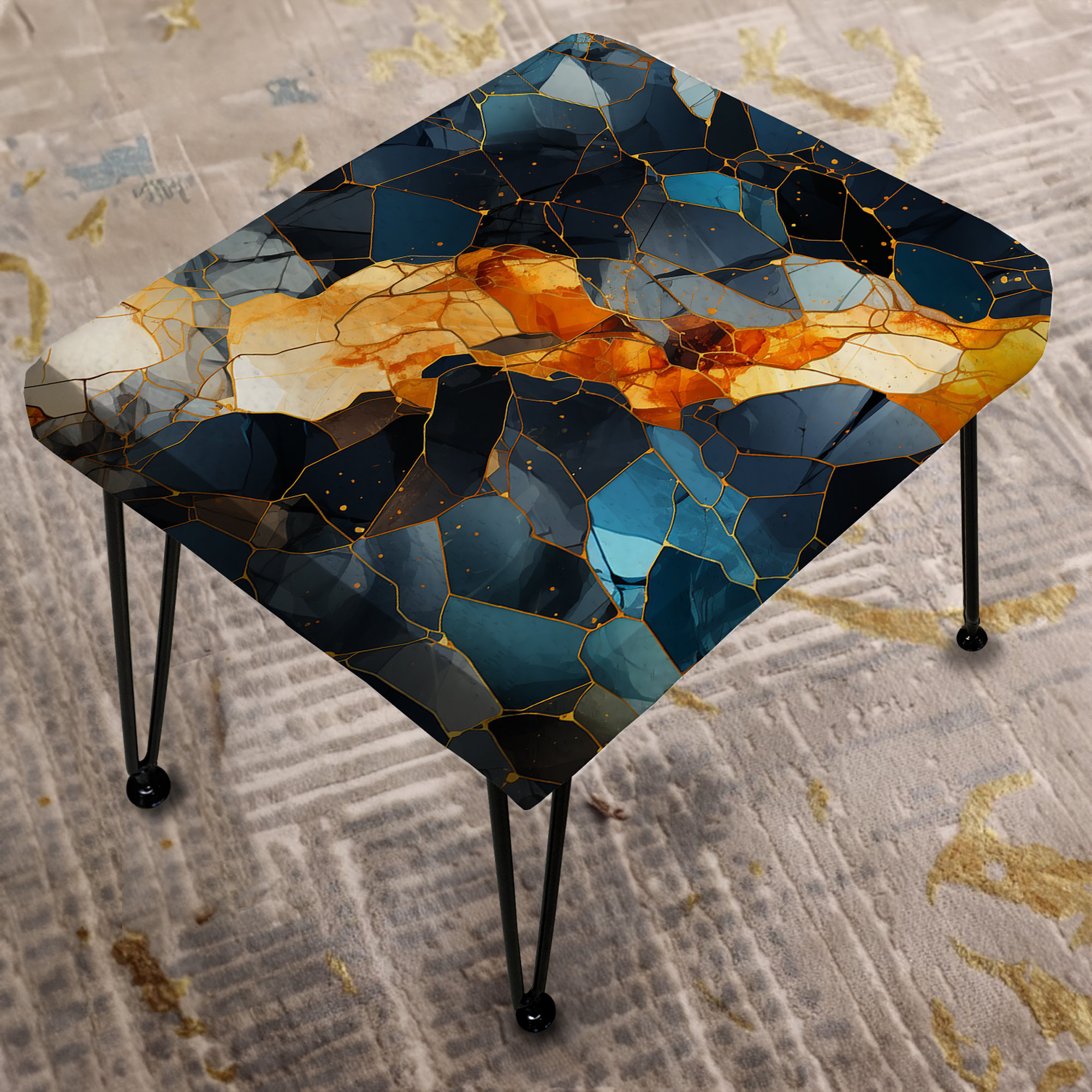 Design Art Retro Revival Marble Pattern - Marble Rectangle Ottoman ...