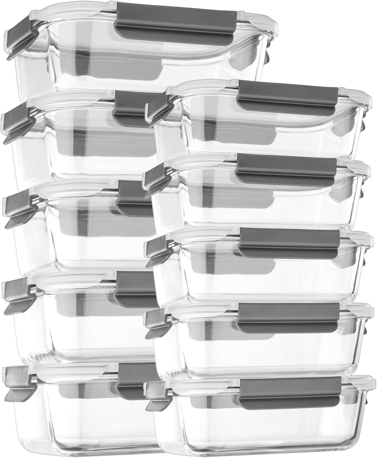 Prep & Savour 10 Pack Glass Meal Prep Containers With Lids | Wayfair