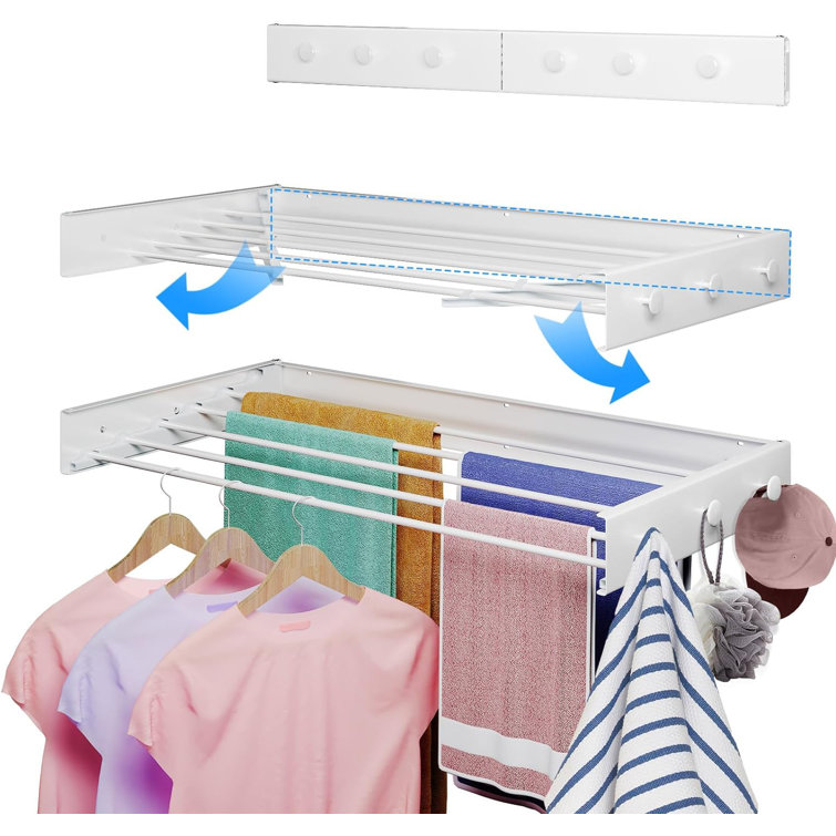Rebrilliant Metal Foldable Wall-Mounted Drying Rack | Wayfair