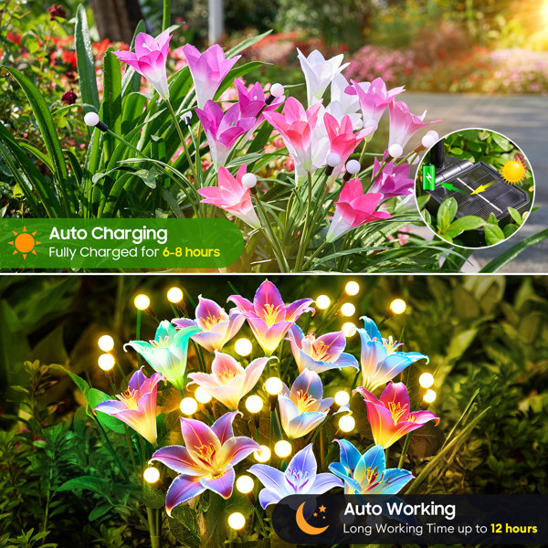 VICOUP Solar Swaying Garden Lights, Upgraded Lily Flower Lights With ...