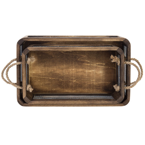 Loon Peak® 2 Piece Solid Wood Basket Set & Reviews | Wayfair