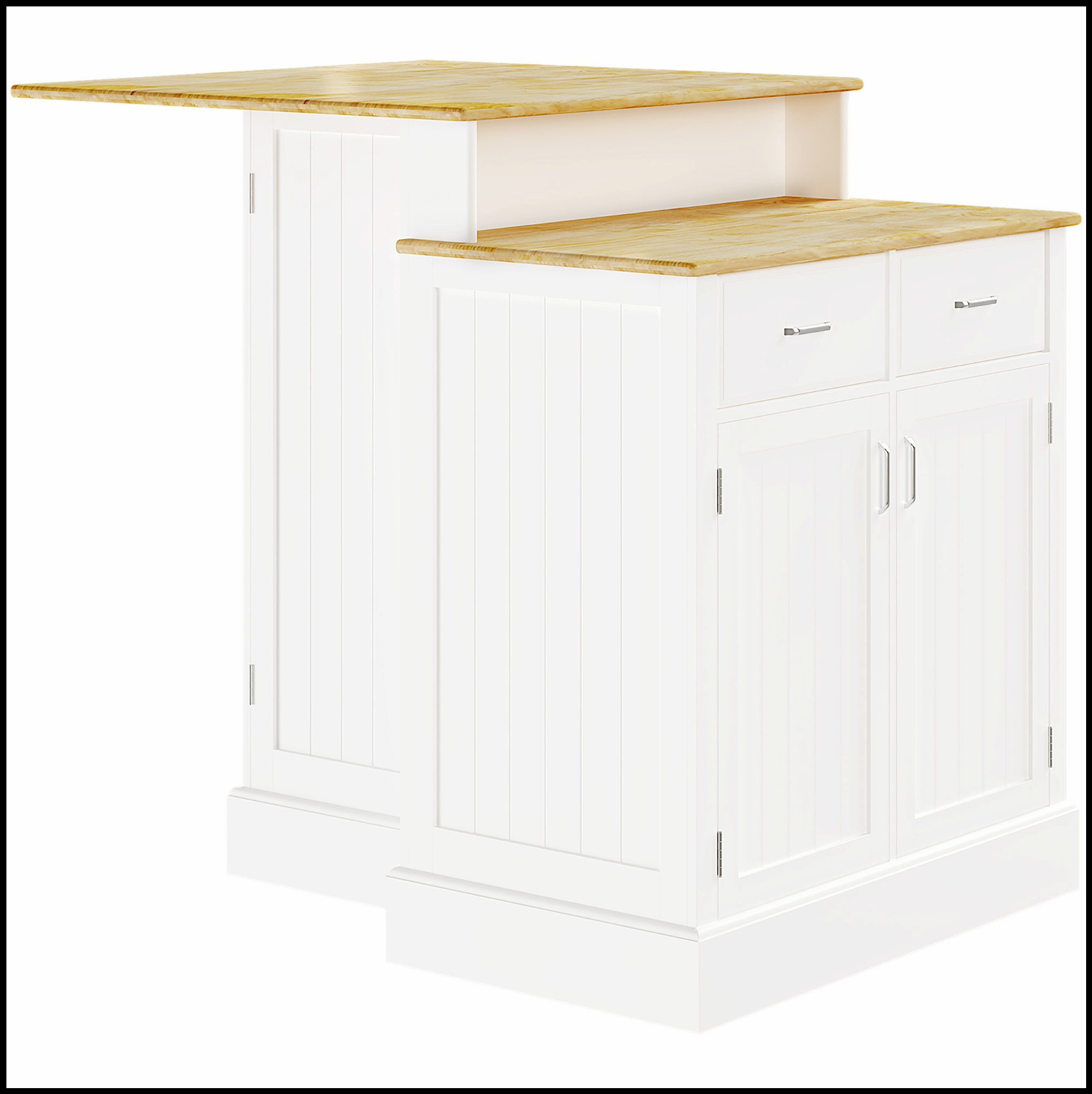 Latitude Run® Versatile White Kitchen Island with Spacious Storage ...