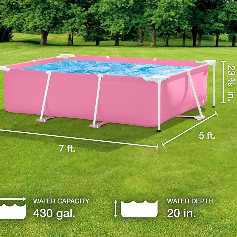 JASODI 7' x 5' x 24" Rectangular Metal Frame Above Ground Outdoor ...