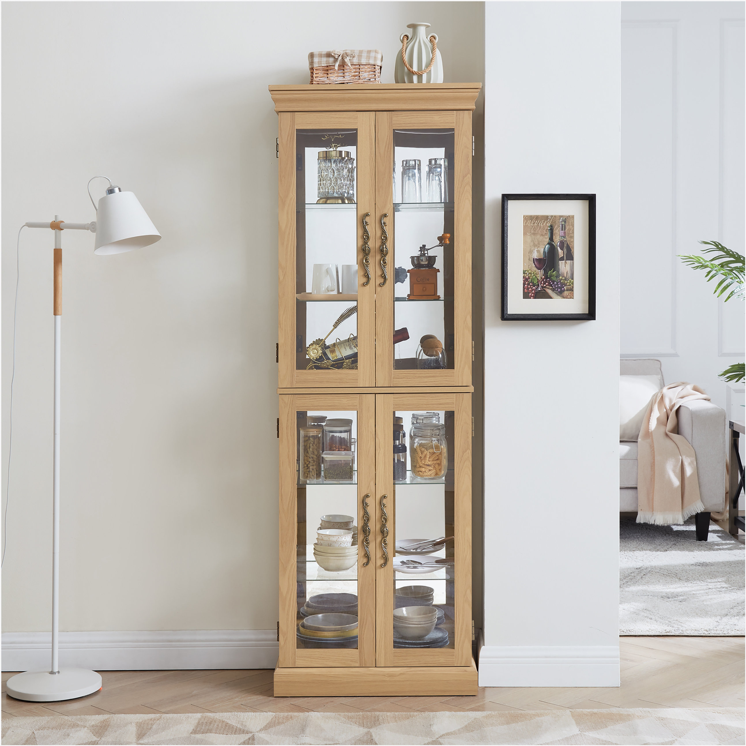 Astoria Grand Lighted Glass Curio Display Cabinet,Display Cabinet,Glass ...