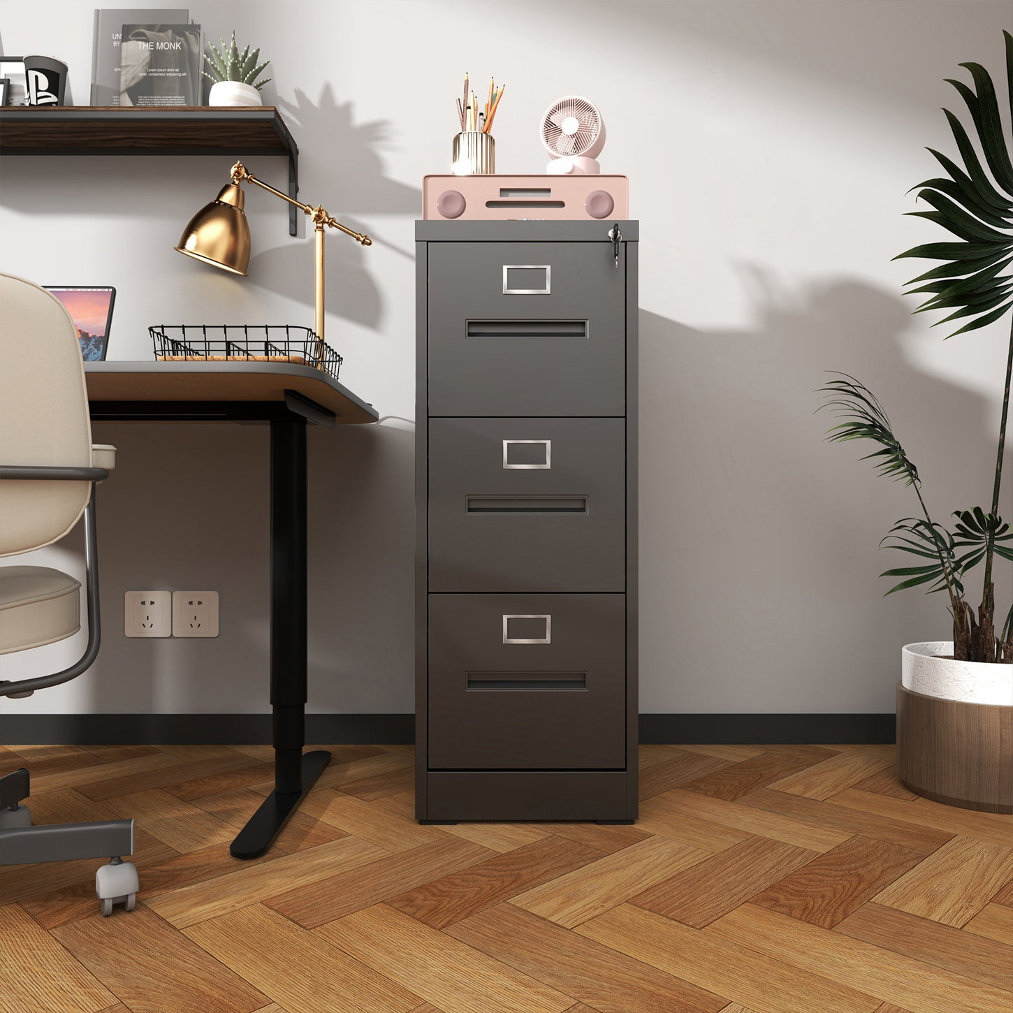 Dynoson 3 Drawer File Cabinet With Lock, Metal Vertical File Cabinet ...