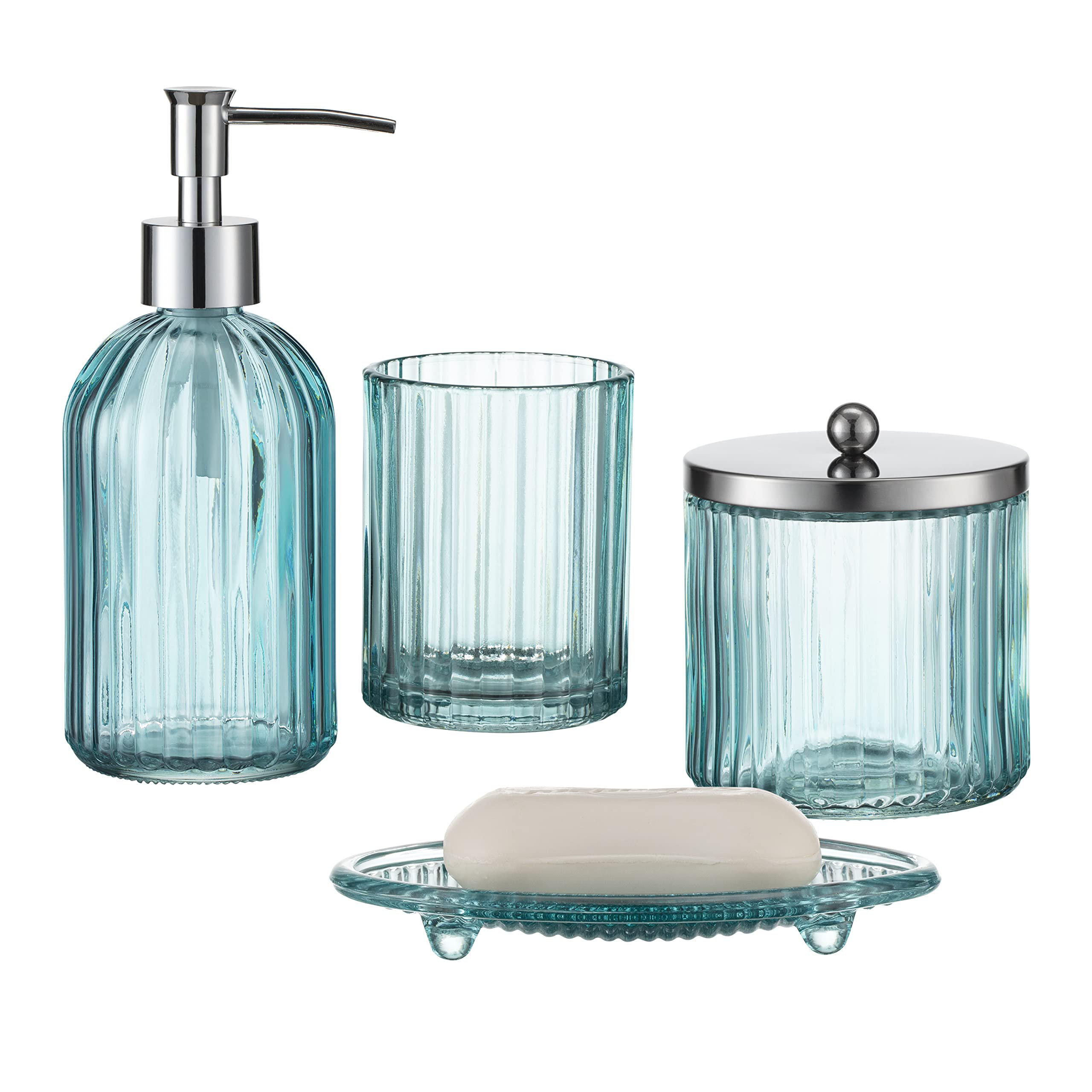 Brayden Studio 4Pcs Heavy Weight Decent Glass Bathroom Accessories Set ...