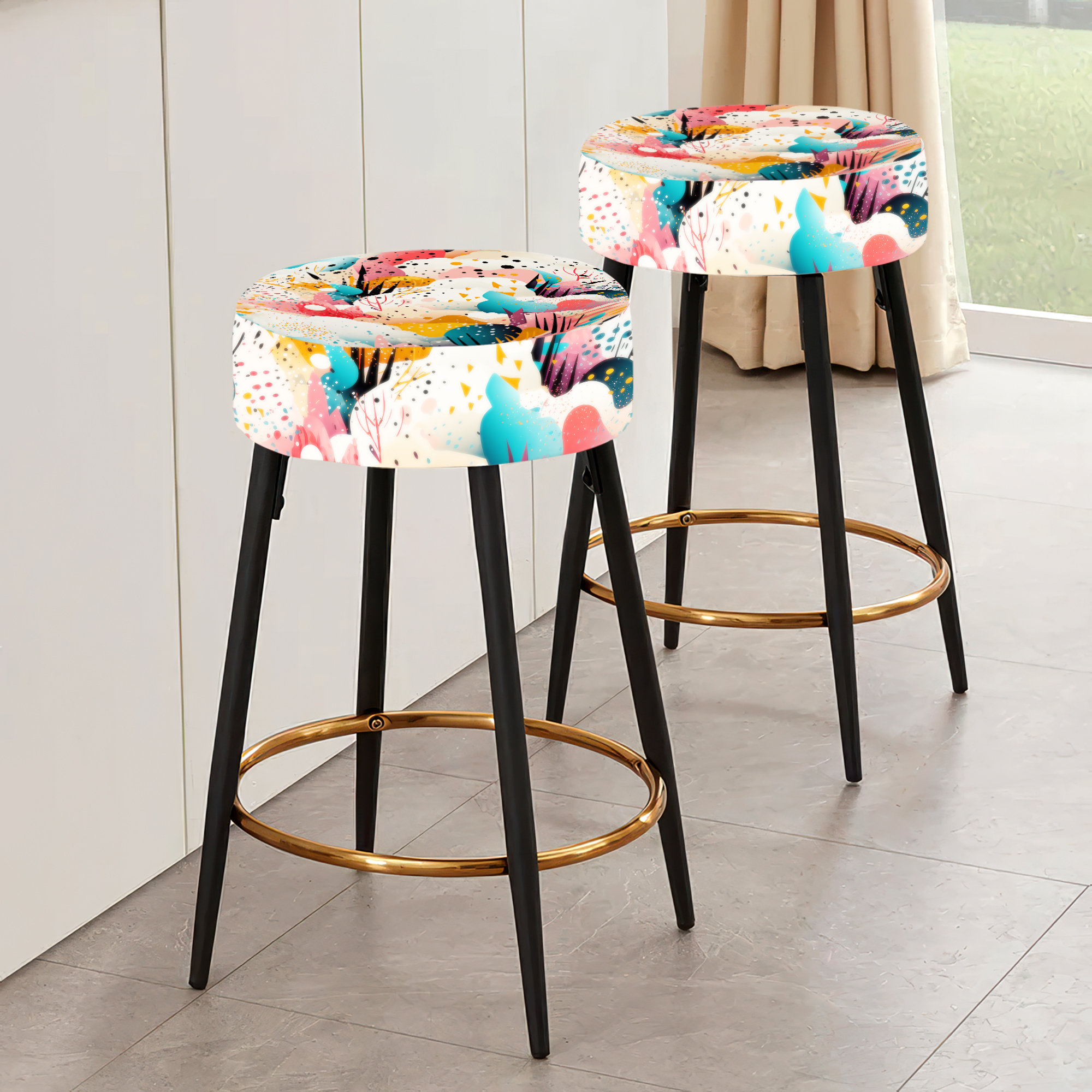 Design Art Futuristic Ink Splash In Multicolor - Abstract Bar Stools ...