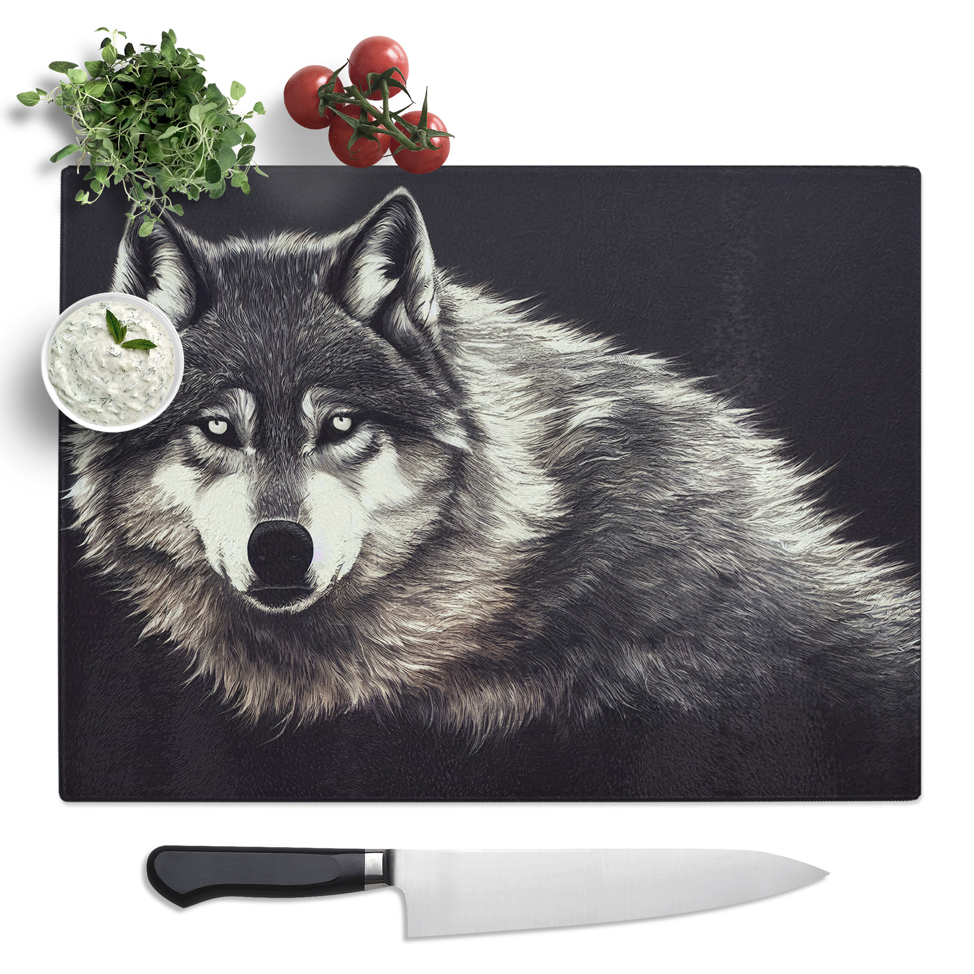 World Menagerie Face Of The Wolf Vol.3 Glass Chopping Board | Wayfair.co.uk