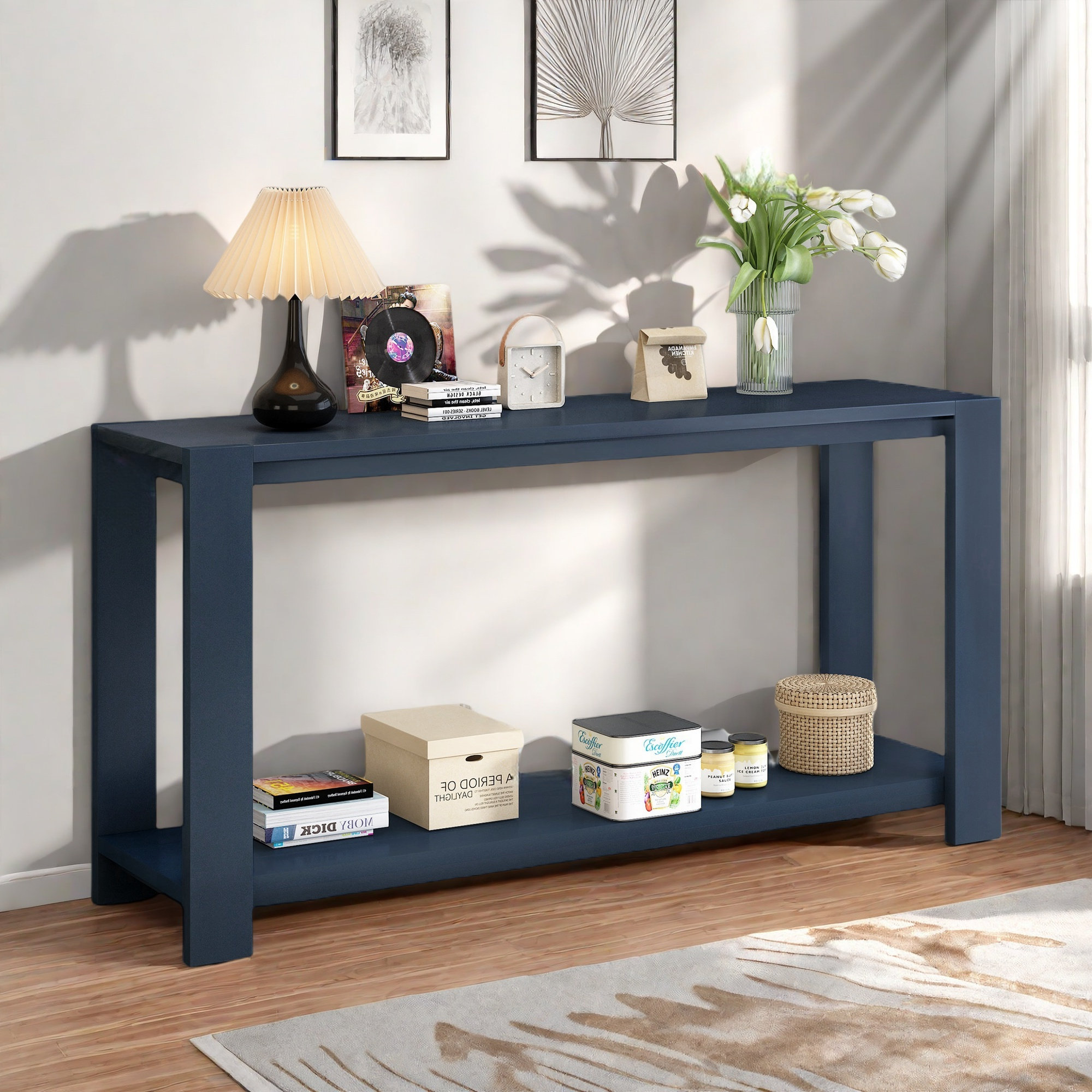 Latitude Run® Minimalist Console Table With Bottom Shelf And Four Stable Legs | Wayfair