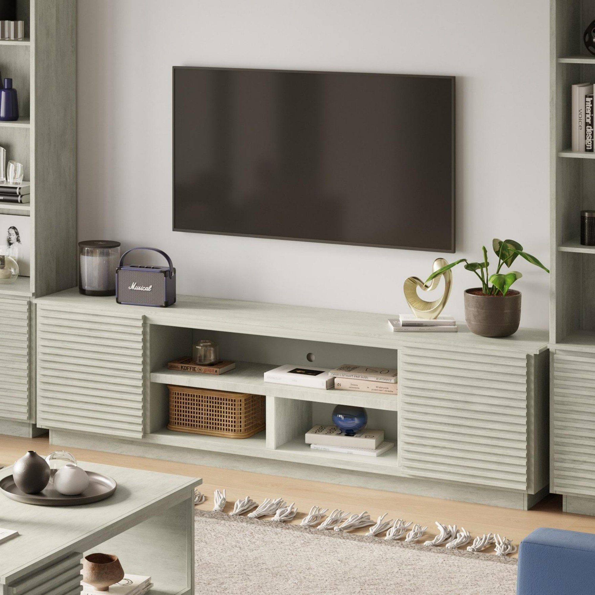 Corrigan Studio® 89 inch TV Stand for TVs up to 100 inches, No Assembly ...