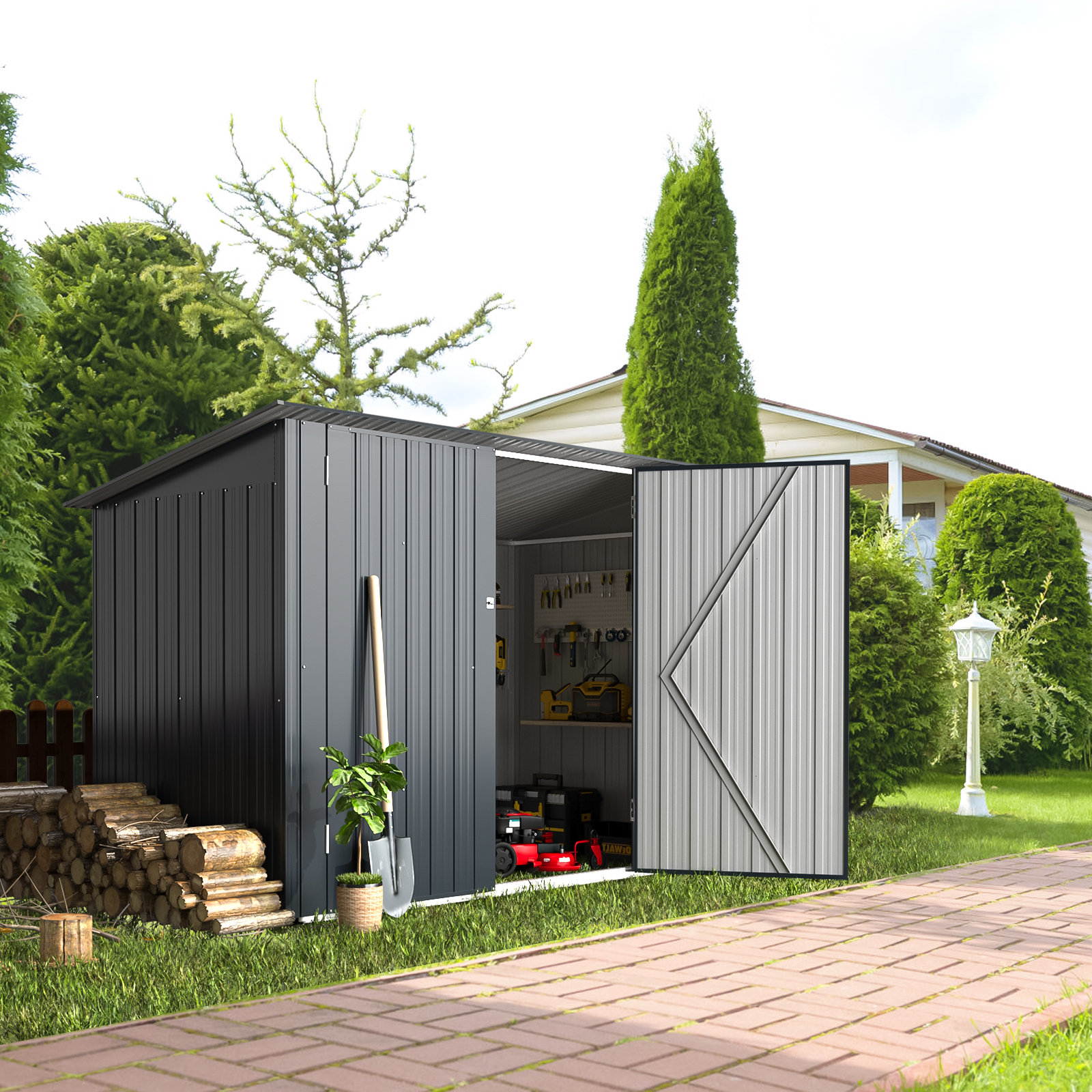AECOJOY 7 ft. W x 3 ft. D Metal Horizontal Storage Shed & Reviews | Wayfair