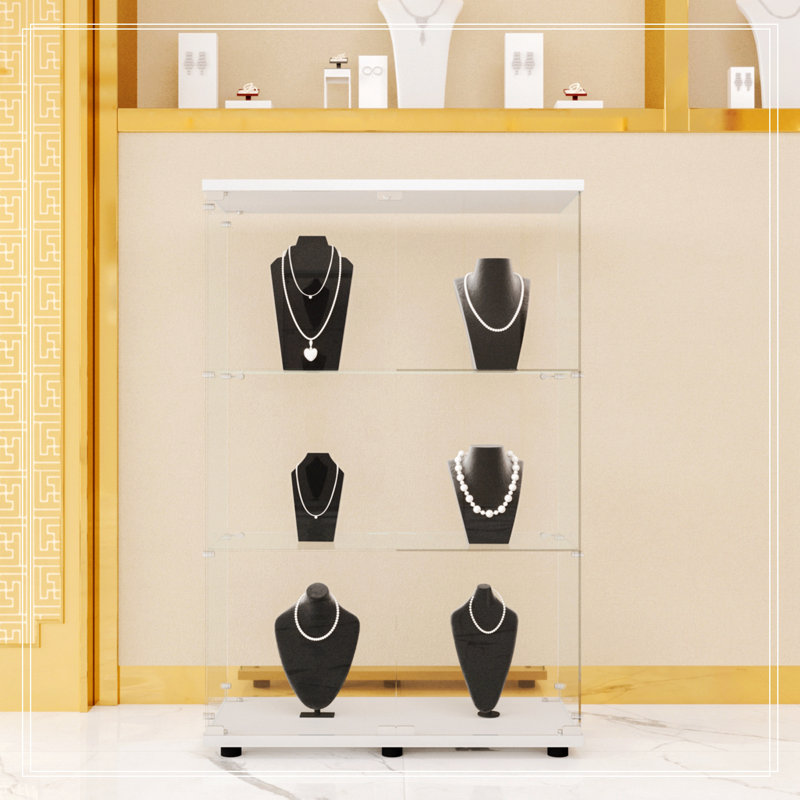 Delight Glass Display Stand,Glass Cabinet 3 Shelves with Door,Floor ...