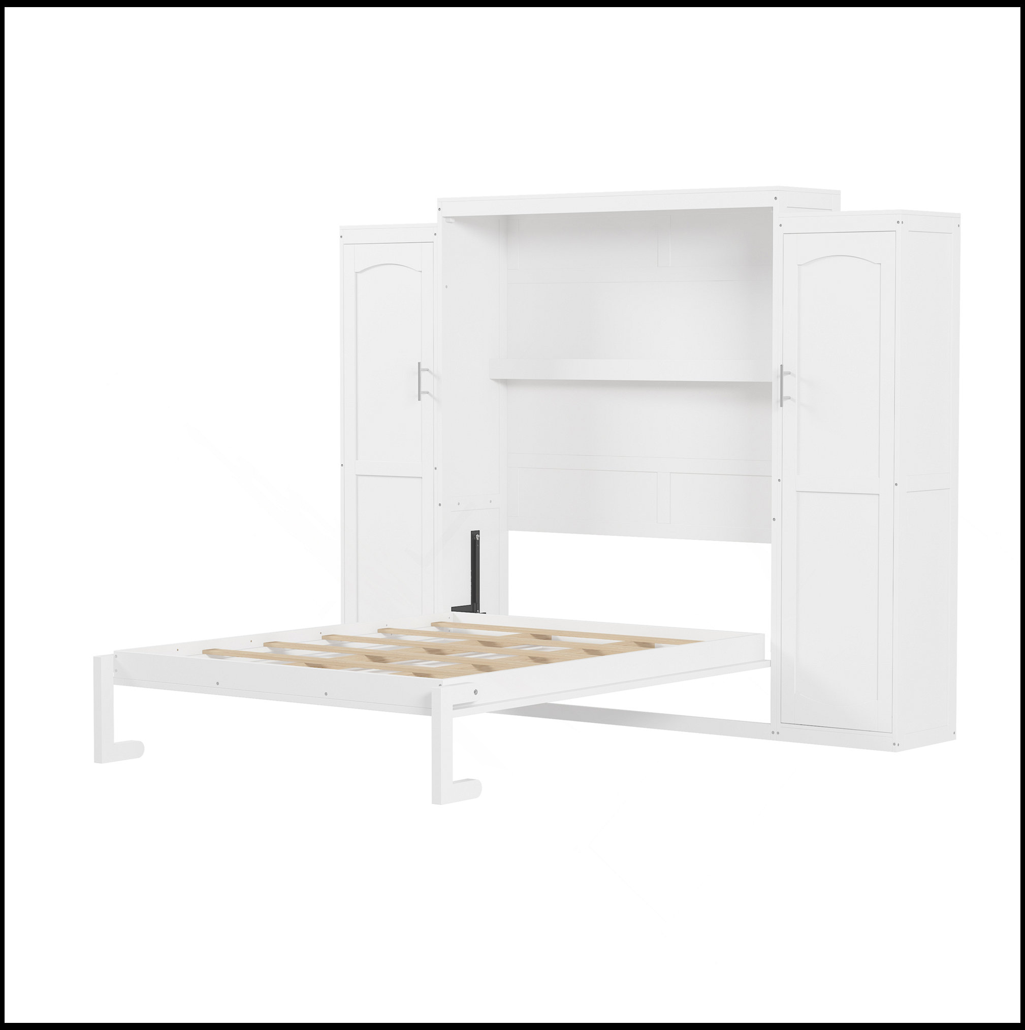 Hokku Designs Murphy Bed With Two Wardrobe And Storage Shelf ...