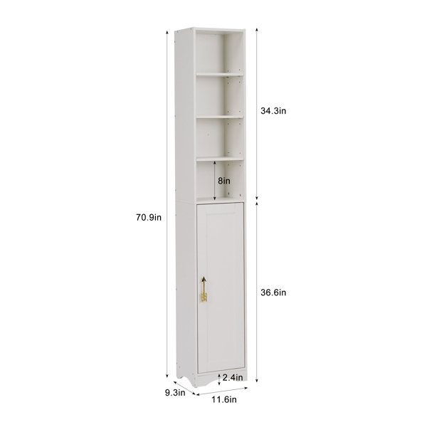 Ebern Designs Melgarejo 71" Tall Narrow Bookcase With Doors Storage ...