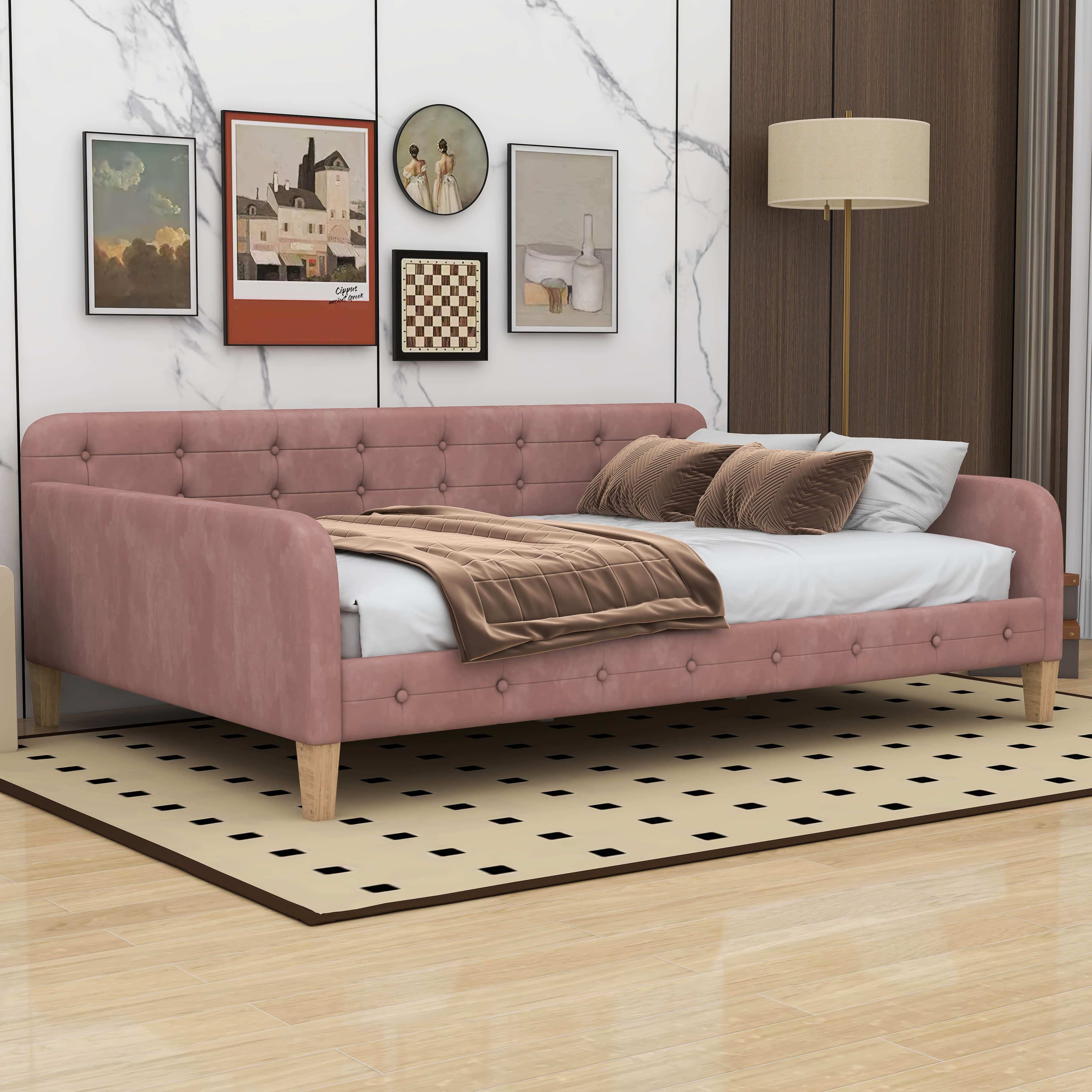 Red Barrel Studio Nepean Full Size Upholstered Daybed with 4 Support ...