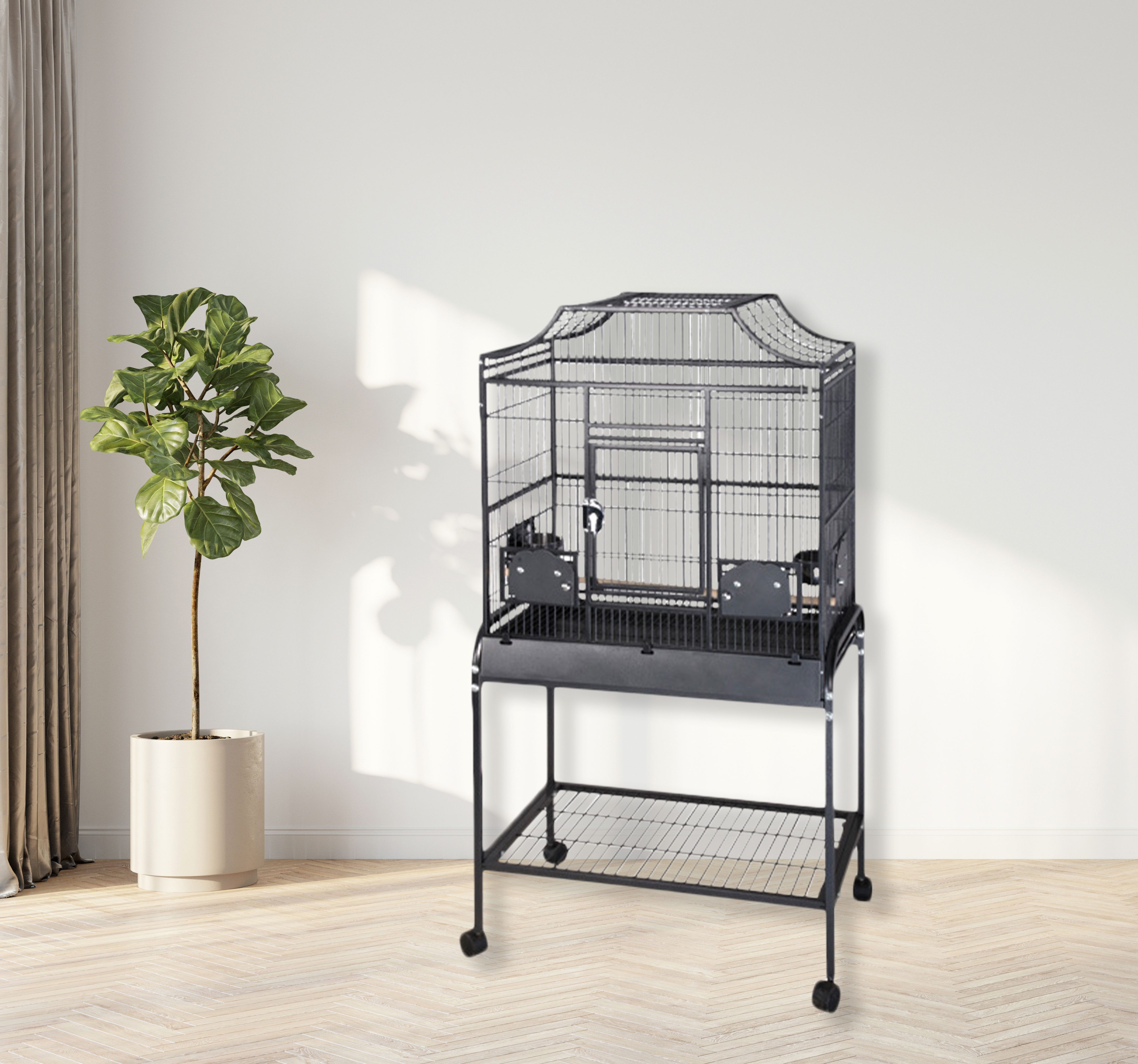 A&E Cage Co. 55" Iron Flat Top Bird Cage with Wheels | Wayfair