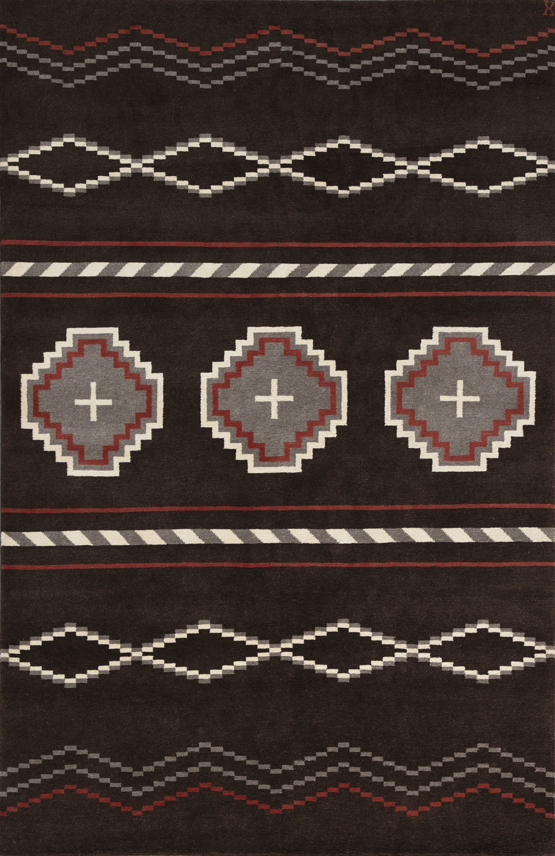 New Moon Rugs Mesa Southwestern Hand-Knotted Wool Area Rug in Dark ...