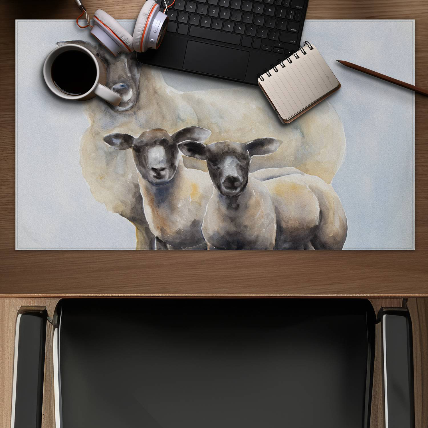 Begin Edition International Inc. Sheep family - 14.00"x24.25" Desk mat ...