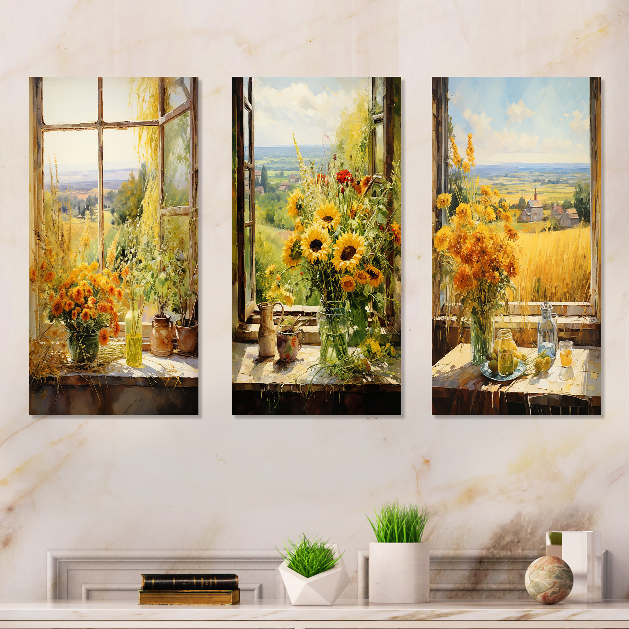 August Grove® Harvest Floral Gaze Farm Windows I - Farm Windows Canvas ...