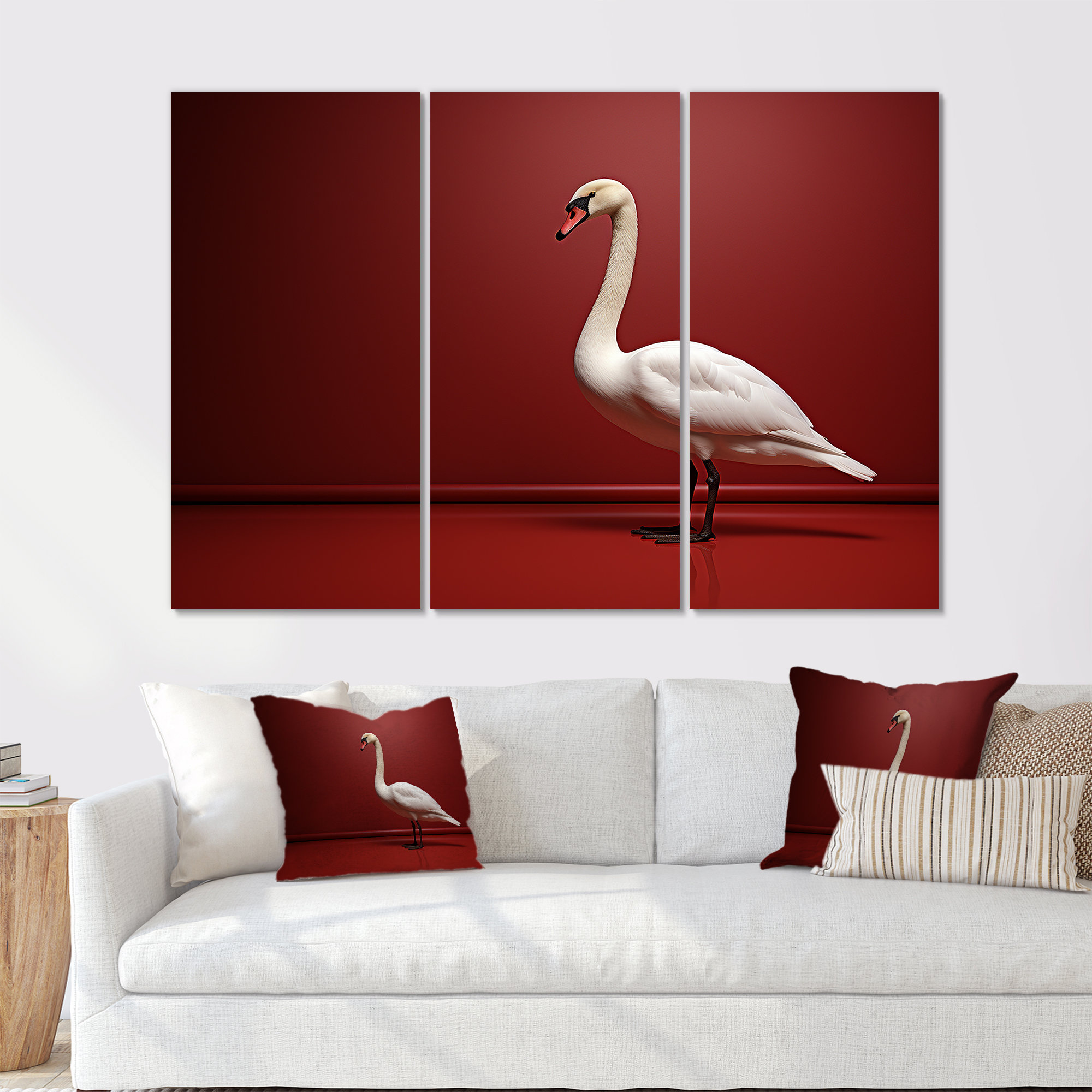 Latitude Run® Swans Solitude In Red And White - Swans Animal Wall Art ...