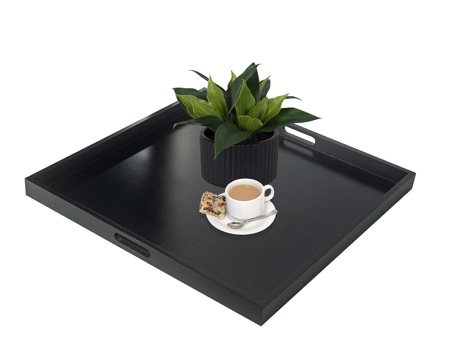 NEUTRALPOSTURE Square Large Ottoman Tray, Wood Serving Tray With Handle ...