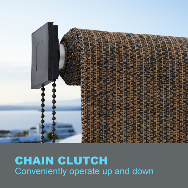 Symple Stuff Semi-Sheer Outdoor Roller Shade with Pull Cord Roll Up ...